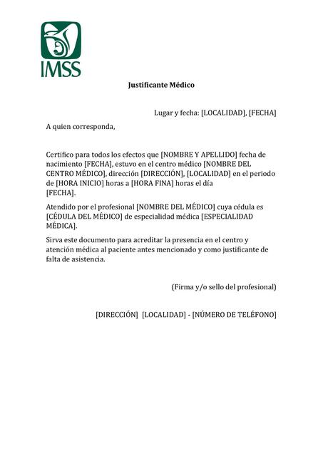 Justificante Medico Editable Word | Criadero de gallos | uDocz