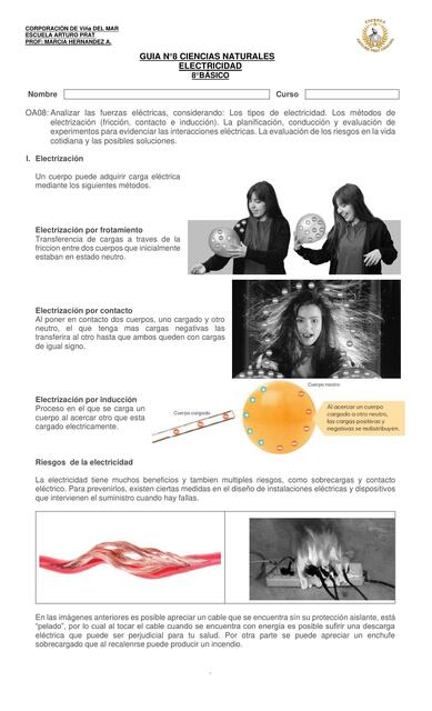 GUIA N8 CIENCIAS 8 Basico Electricidad 1 | maritza leal | uDocz