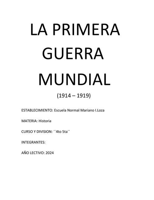 la primera guerra mundial tp de historia | Liliana | uDocz