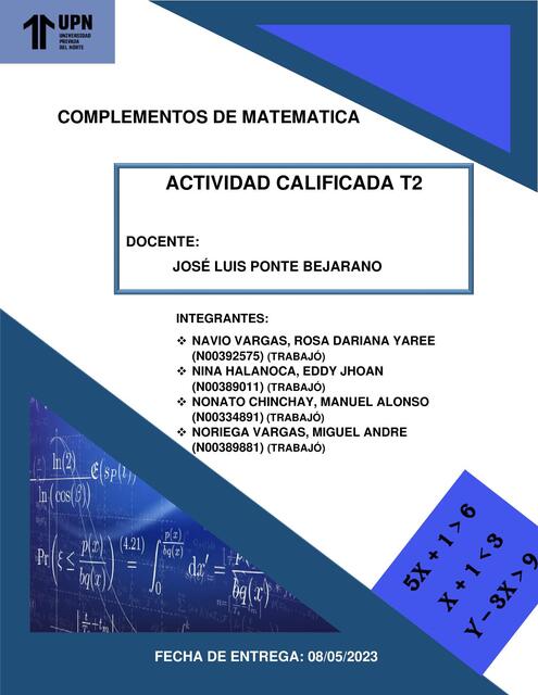 T2 COMPLEMENTOS DE MATEMATICA GRUPO 4 | Essy | uDocz