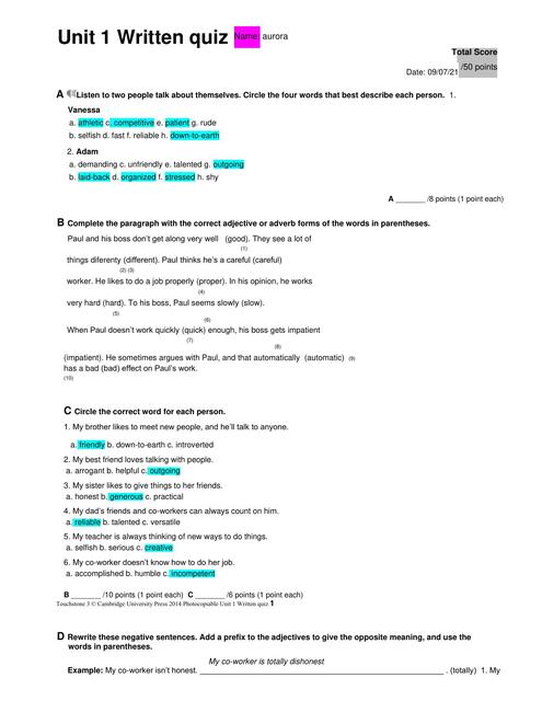 Course 9 Unit 1 | Aurora Martinez | uDocz