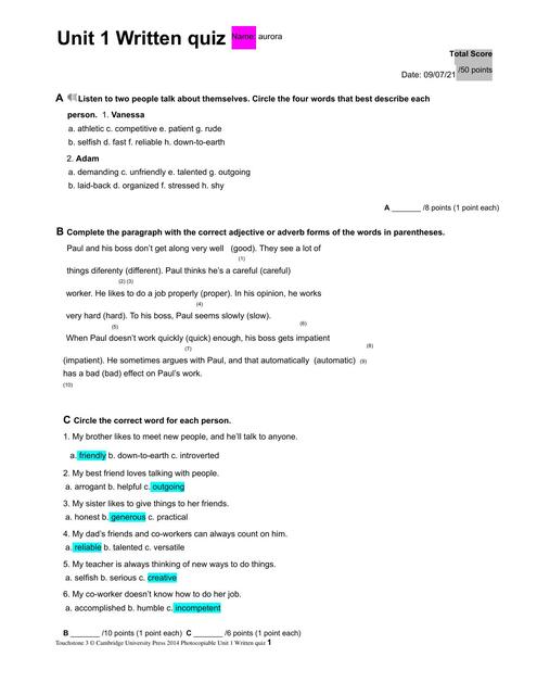 Course 9 Unit 1 | Aurora Martinez | uDocz