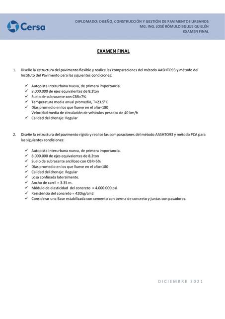 EXAMEN FINAL CERSA PREGUNTAS | Deysi | uDocz