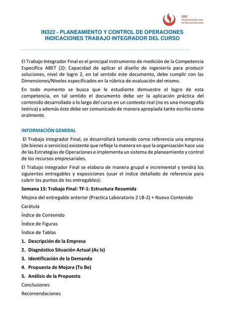 ESTRUCTURA TRABAJO FINAL 2 | piero fernando | uDocz