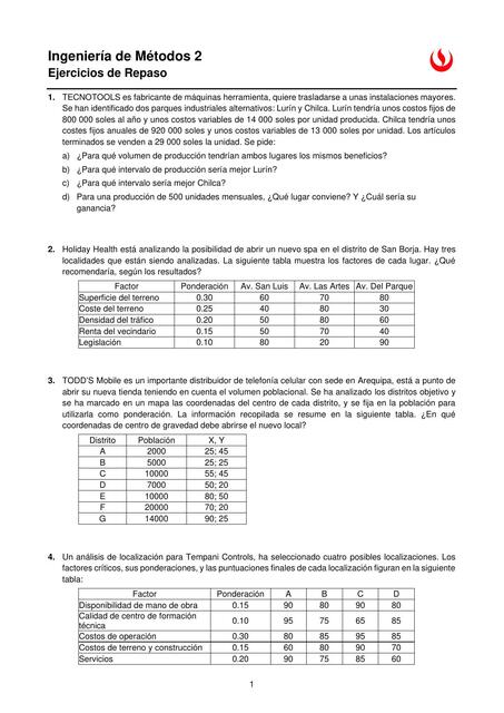 Ejercicios repaso 1 rpts | piero fernando | uDocz