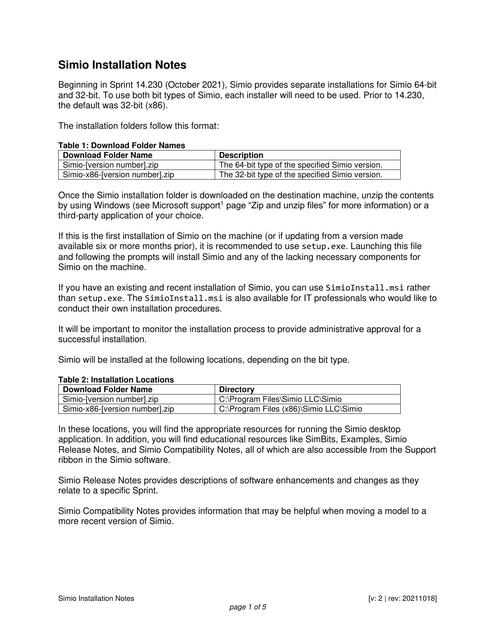 Simio Installation Notes | piero fernando | uDocz