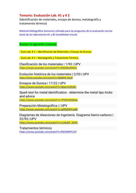 Temario para Evaluación Lab 1 2 Identific Material | piero fernando | uDocz