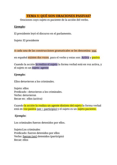 LAS ORACIONES PASIVAS | Sofia | uDocz