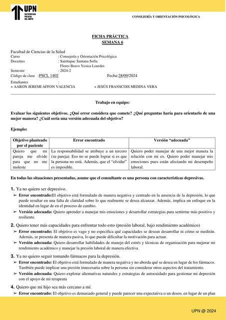 FICHA DE PRÁCTICA SEMANA N06 | | uDocz