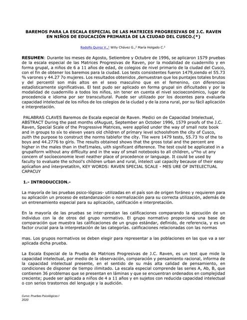 BAREMOS PARA LA ESCALA ESPECIAL DE LAS MATRICES PR | A | uDocz BAREMOS PARA LA ESCALA ESPECIAL DE LAS MATRICES PR | A | uDocz