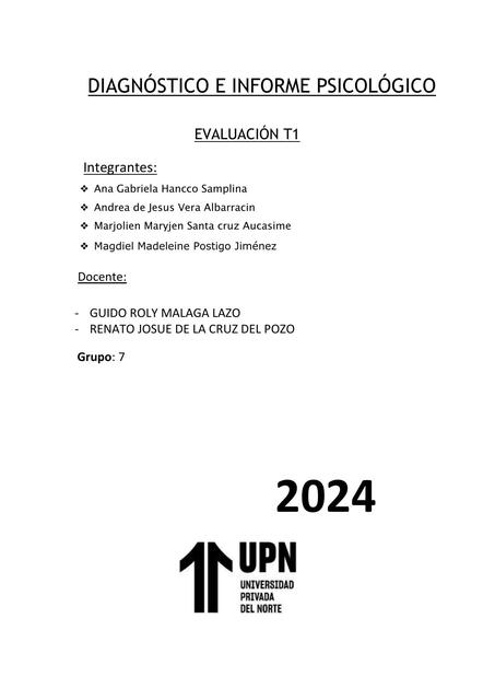 Diagnóstico e informe psicológico | Maryjen | uDocz