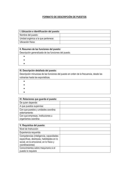 FORMATO DE DESCRIPCIÓN DE PUESTOS Sesión 05 | Gabriela | uDocz