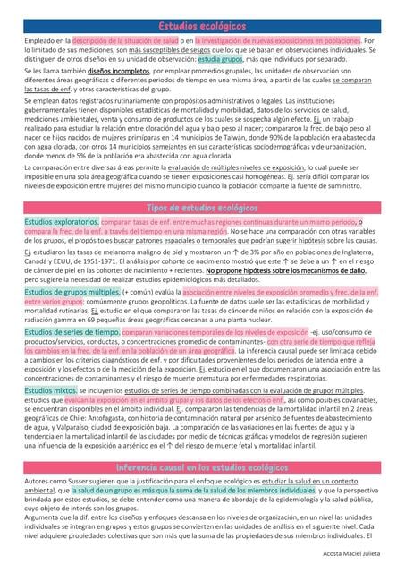 Estudios ecológicos y sus tipos | Julieta | uDocz