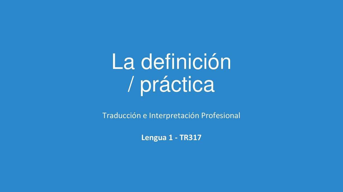 La definición | Pablo | uDocz