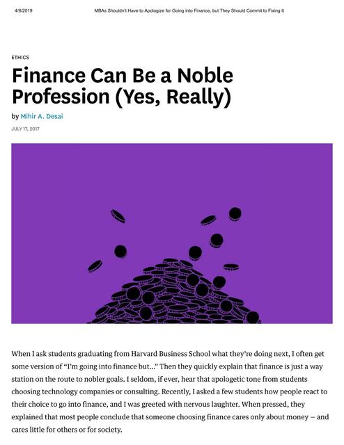 Finance a noble profession | Saul | uDocz