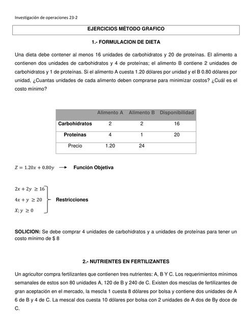 EJERCICIOS MÉTODO GRAFICO SAB G2 23 2 1 a 33 | MIGUEL | uDocz