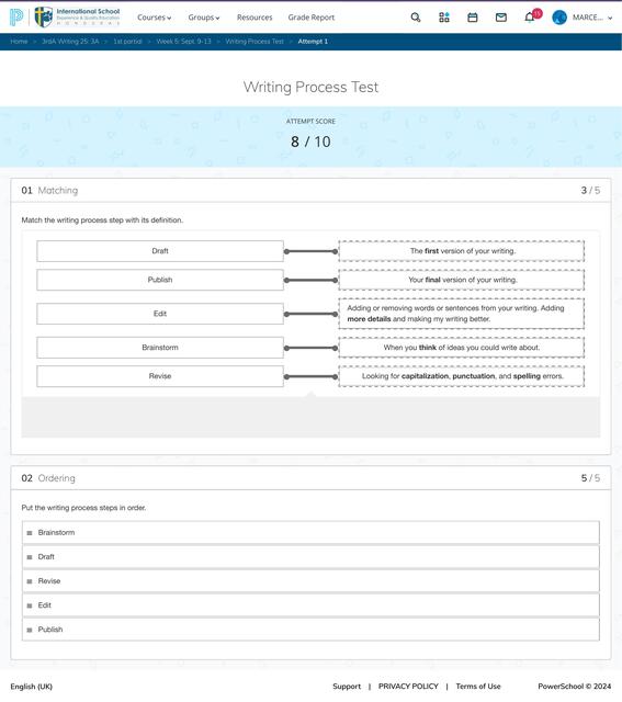 Writing Process Test Schoology | Marcelo | uDocz