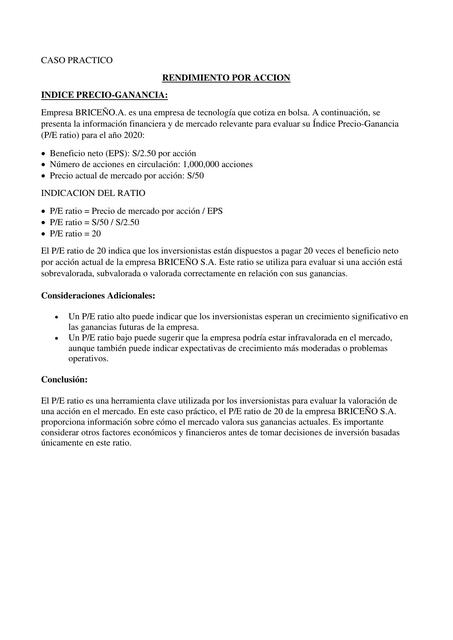 RENDIMIENTO POR ACCION | Benjamin Fran | uDocz