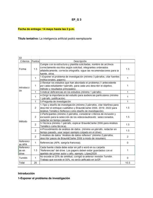 Ejemplo de calificación sacando nota regular + feedback Tec ...