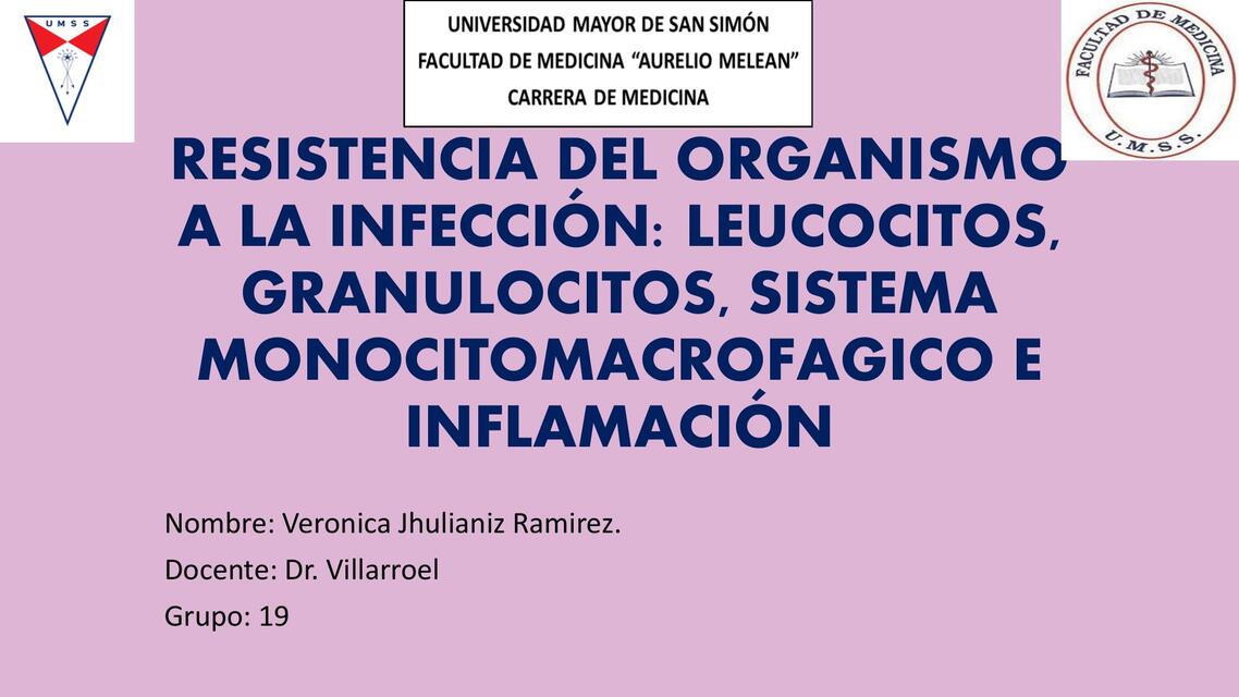 RESISTENCIA DEL ORGANISMO A LA INFECCIÓN tema 34 | ELIAS SAMUEL | uDocz