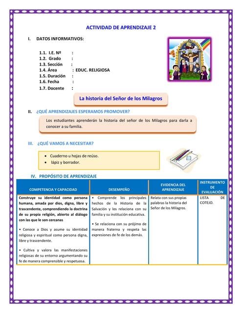 D2 A2 SESION La historia del Señor de los Milagros | Kary | uDocz