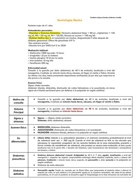 Caso clinico Gastroenterología | Medical student Kath ESGA🩺☀️ | uDocz