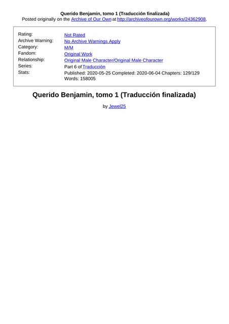 Querido Benjamin tomo 1 | Maricela | uDocz