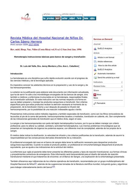 Flashcards de Hemoterapia Instrucciones básicas para banco de s | Por Keren gamarra | uDocz