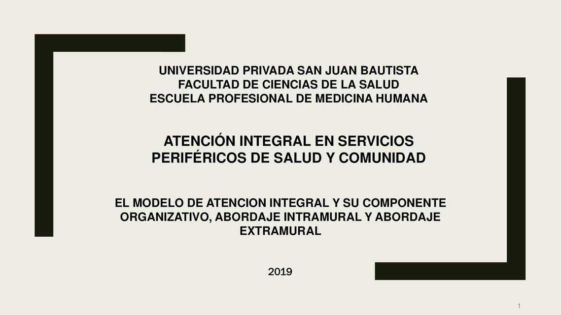 El Modelo Atención Integral Y su Componente Organizativo Abordaje ...