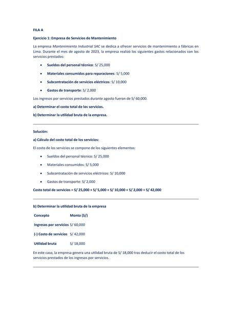 Ejercicios Empresas de Servicios Solución | Pablo | uDocz