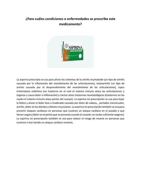 Para cuáles condiciones o enfermedades se prescrib | Mayra | uDocz