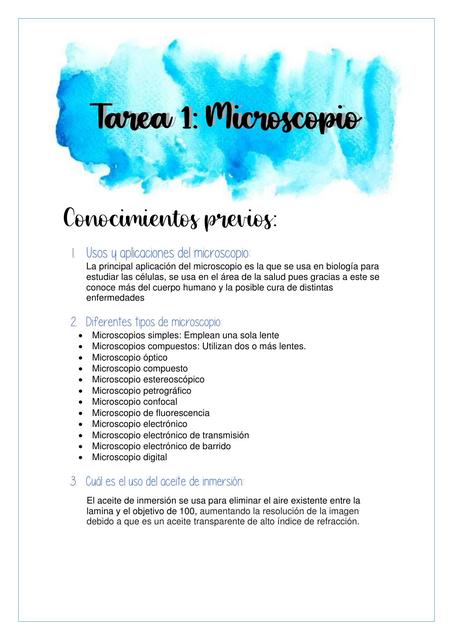Resúmenes de Microscopio óptico | Descarga apuntes de Microscopio óptico