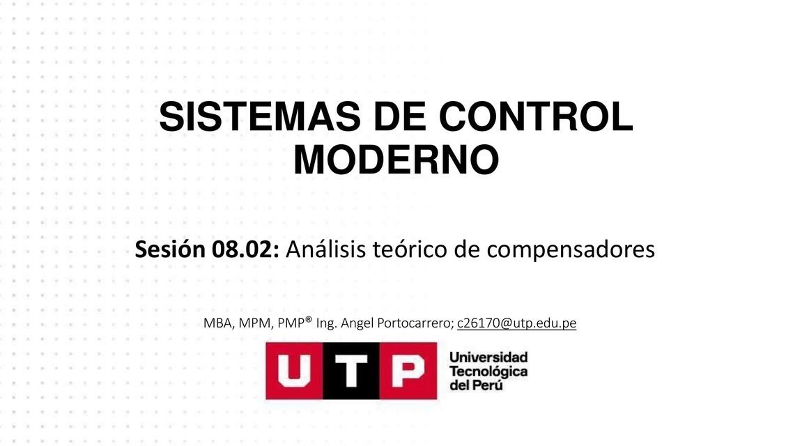 S08 s2 Sistema de control Moderno Análisis teórico | Jose Paredes | uDocz