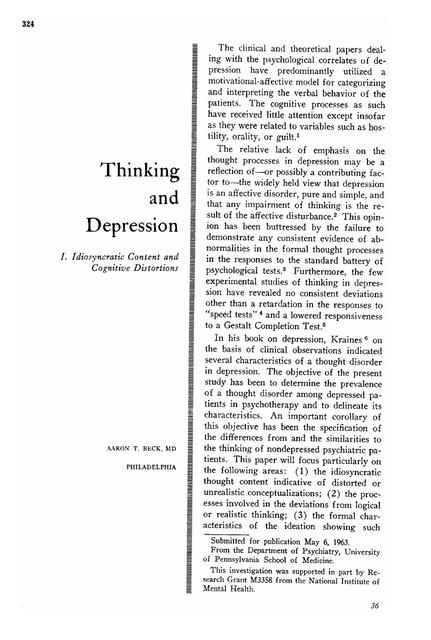 Articulo de Aaron Beck - Thinking and Depression | Jeni Pachas | uDocz