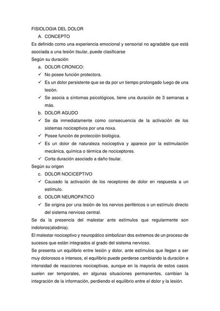 Fisiología del dolor | ARIANA CAMILA PIZARRO GUZMAN | uDocz