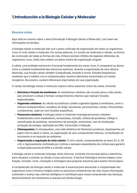 1 Introducción a la Biología Celular y Molecular | Caio César | uDocz