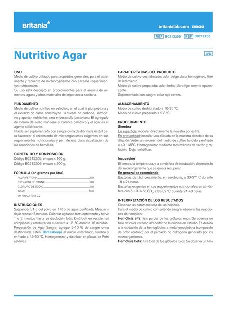 AGAR NUTRITIVO 1 | Aleandro Benavides Martinez | uDocz