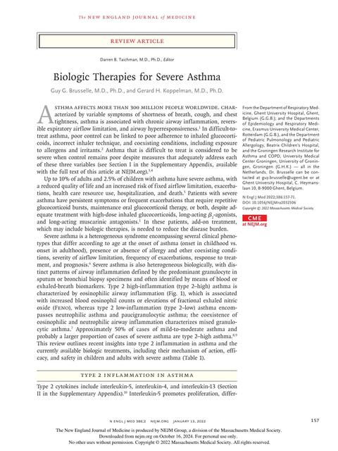 Biologic Therapies for Severe Asthma - NEJM | ZAHIRA NICOLLE | uDocz