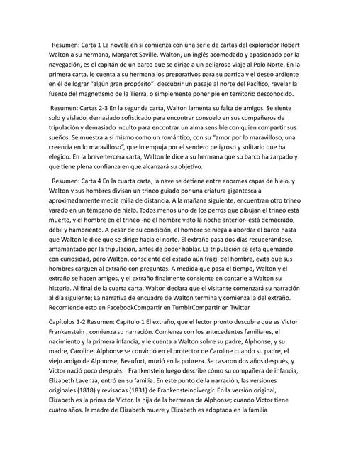 resumen Frankenstein | Barca | uDocz