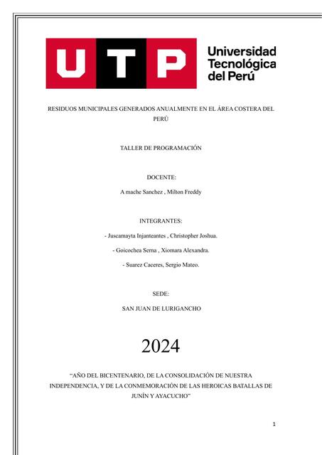 Proyecto final Taller de Programación | xiomara | uDocz