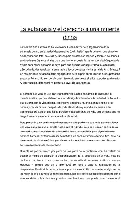 La eutanasia y el derecho a una muerte digna | xiomara | uDocz