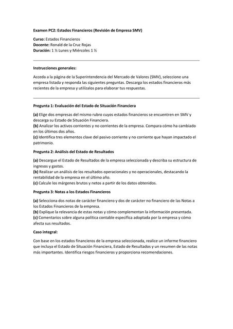 Examen Practica Calificada 2 | kreity | uDocz