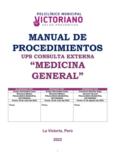 MANUAL DE PROCEDIMIENTOS MEDICOS | Raúl Villanueva | uDocz