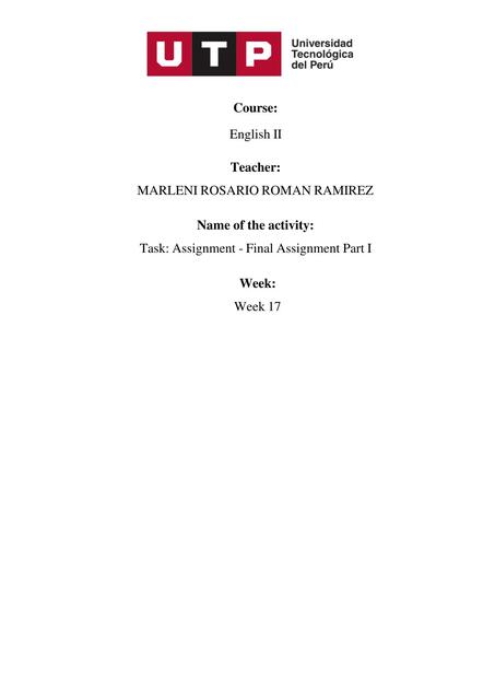 Week 17 Task Assignment Final Assignment Part I | Ademar | uDocz Week 17 Task Assignment Final Assignment Part I | Ademar | uDocz