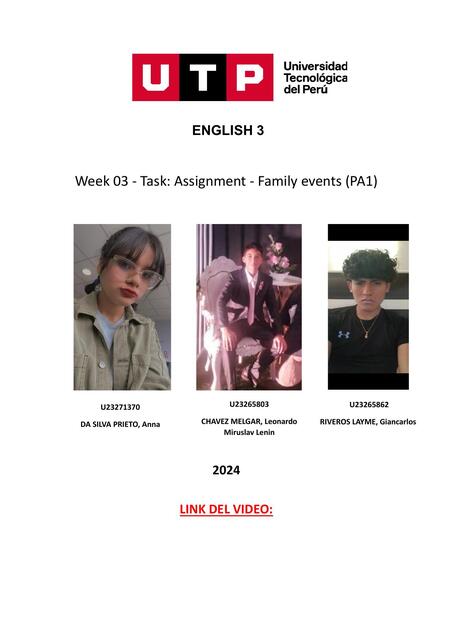 Week 03 Task Assignment Family events PA1 | Anna | uDocz Week 03 Task Assignment Family events PA1 | Anna | uDocz