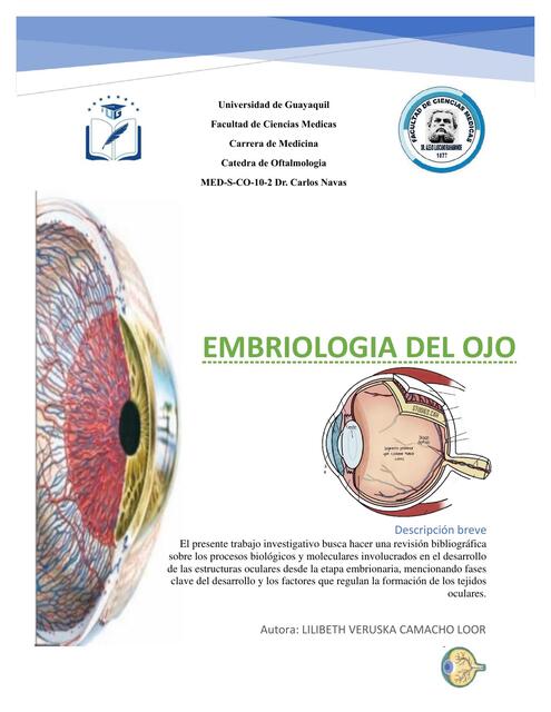 Embriologia del ojo Lilibeth Camacho G2 | Lilibeth Camacho Loor | uDocz
