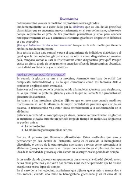 FRUCTOSAMINA importancia clínica | lourdes | uDocz