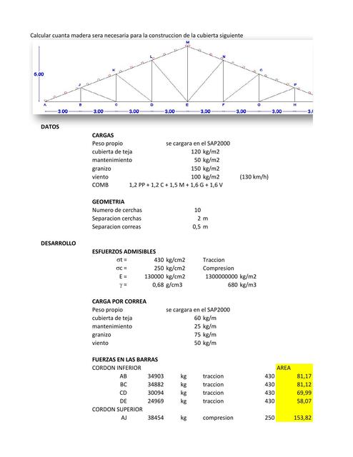 Ejercicio maderas1 Cercha | CCINGENIERIACC | uDocz