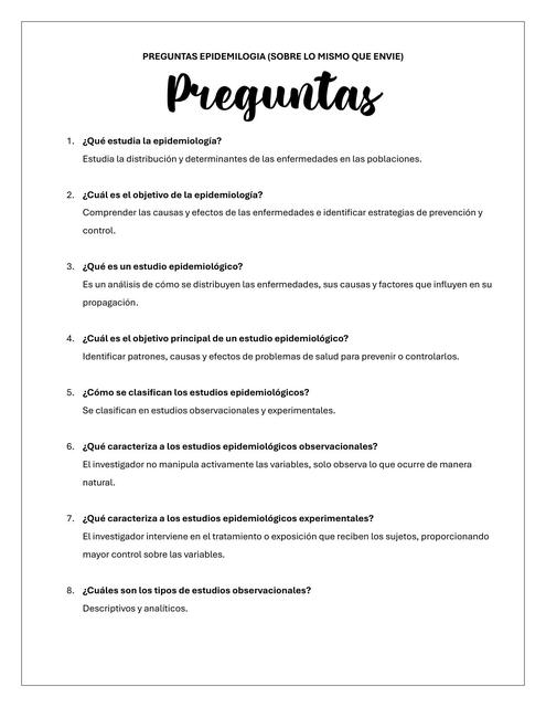 PREGUNTAS EPIDEMIOLOGIA PARCIALII | Jessica | uDocz