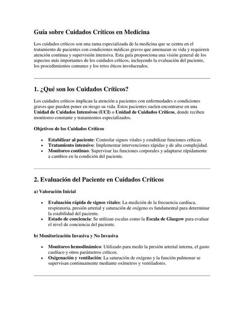 Guía sobre Cuidados Críticos en Medicina | Fernando Yael | uDocz